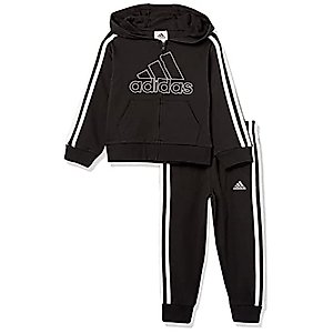 adidas baby boys 2 Piece Classic French Terry Jacket Set, Black, 3 Months US