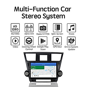 Wireless Apple Play Car Stereo with Bluetooth, ViaBecs 6GB 128GB 10.2 Inch Touchscreen Radio for Toyota Highlander 2008-2013 Android Auto Head Unit Support GPS Navigation, 5GHz WiFi, SWC, AM FM Radio