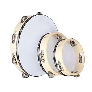 3 PCS Tambourine for Adults, Wooden Tambourine 6 Inch 7 Inch 10 Inch Hand Held Drum Bell Birch Metal Jingles Percussion Gift Musical Educational Instrument for Church, KTV Party