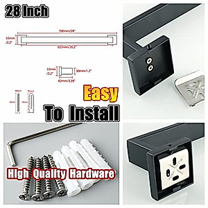 Alise Bath Towel Bars,28 Inch Towel Holder Towel Racks for Bathroom and Lavatory,SUS304 Stainless Steel Hand Towel Hanger Towel Rail Wall Mount,Matte Black