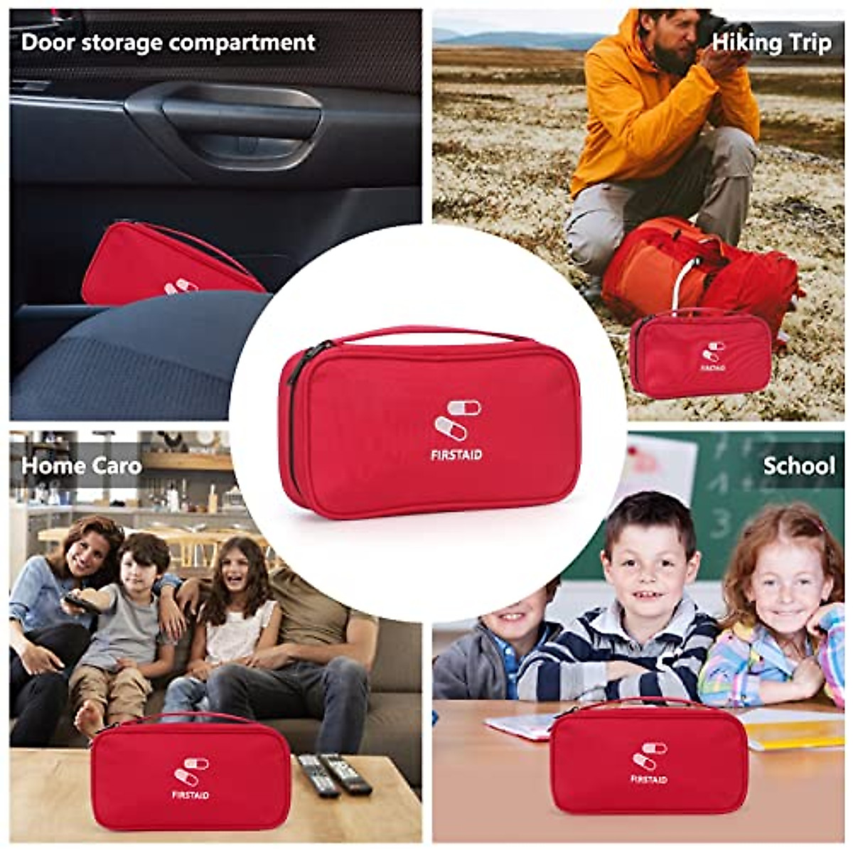 FYY Empty First Aid Bag, Red First Aid Bag Empty Portable Medical Organizer Bag for Traveling,Camping,Hiking,Home,Office-Red