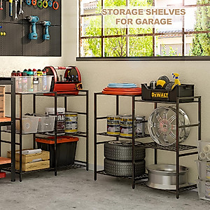 6-Tier Small Garage Shelf, Utility Garage Shelving Units and Storage, Heavy Duty Wire Shelving Metal Storage Shelves, Standing Shelf for Pantry, Laundry Room, Kitchen 34.72"L x 12.63"W x 30.94"H Black