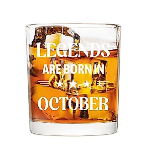 Futtumy Legends Are Born In October, 10 Oz Whiskey Glass, Birthday Gifts for Men, October Mens Birthday Gifts, 40th 50th 60th Mens Birthday Gift Ideas for Dad Grandpa Husband Son Uncle Coworkers