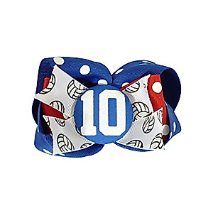 Soccer Bow with Glitter Initial or Number Button, Hot Pink Black and White, Baseball Softball Cheer and Volleyball Football