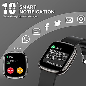 Smart Watch for Women Men Smartwatch Water Resistant Fitness Tracker 8 Sports Modes with Heart Rate Monitor Sleep Tracker Pedometer 40 Days Battery Life Compatible with iPhone Samsung Android Phones