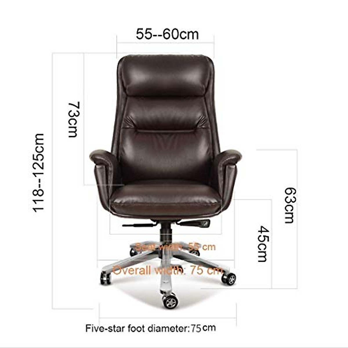 POCHY Family Office Chair Big and Tall Tilt Function Swivel Computer Chair PU Leather Simple Comfortable Sedentary Boss Chair (Color : White, Size : Technology Leather Grey)