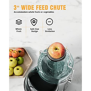 Centrifugal Juicer Machine - LCD Monitor 1100W Juice Maker Extractor, 5-Speed Juice Processor Fruit and Vegetable, 3" Feed Chute Stainless Steel Power Juicer, Easy Clean, BPA Free (Black)