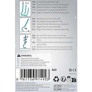 Tick Remover Tool for Dogs, Cats, and Humans - Painlessly Remove Ticks in Seconds - Set of 3 Tick Hooks, Including Storage Box