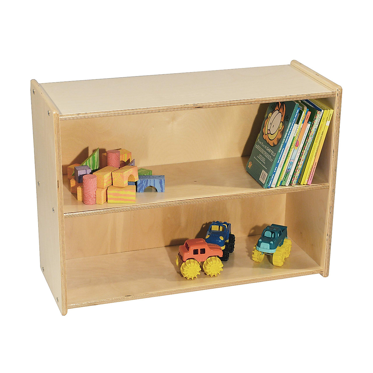 Contender Daycare Shelves for Kids, Bookcase with 2 Shelves for Storage, Wood Furniture for Toddlers, Children, Classroom, 30-inch Width