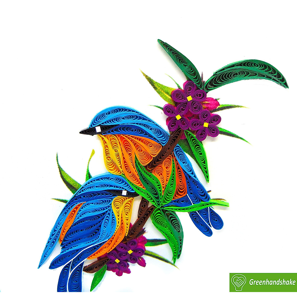 Bluebirds, Quilling Card 3D,Unique Dedicated Handmade, Design Greeting Card for Birthday, Valentine's Day, Mothers Day, Spring, Fathers Day, Graduation, Wedding, Anniversary, All Occasion,6"x6"