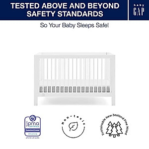 GAP babyGap Charlie 6-in-1 Convertible Crib - Greenguard Gold Certified, Bianca White