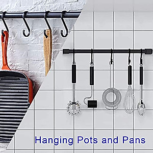 LLPJS Aluminum S Hooks for Hang Shower Curtain, Hanging Kitchen Pot and Pans, Coffee Cups, Grill Utensils, Clothes, Plants, Indoor and Outdoor Decorative S-Hooks, 12 Pack Matte Finish Black