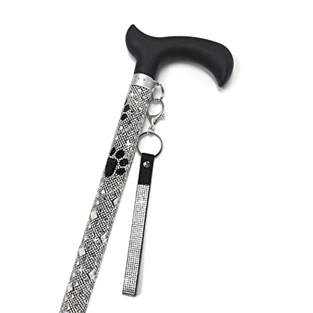 Jacqueline Kent Sugar Cane - Adjustable Cane - Diamonds in The Ruff - Silver