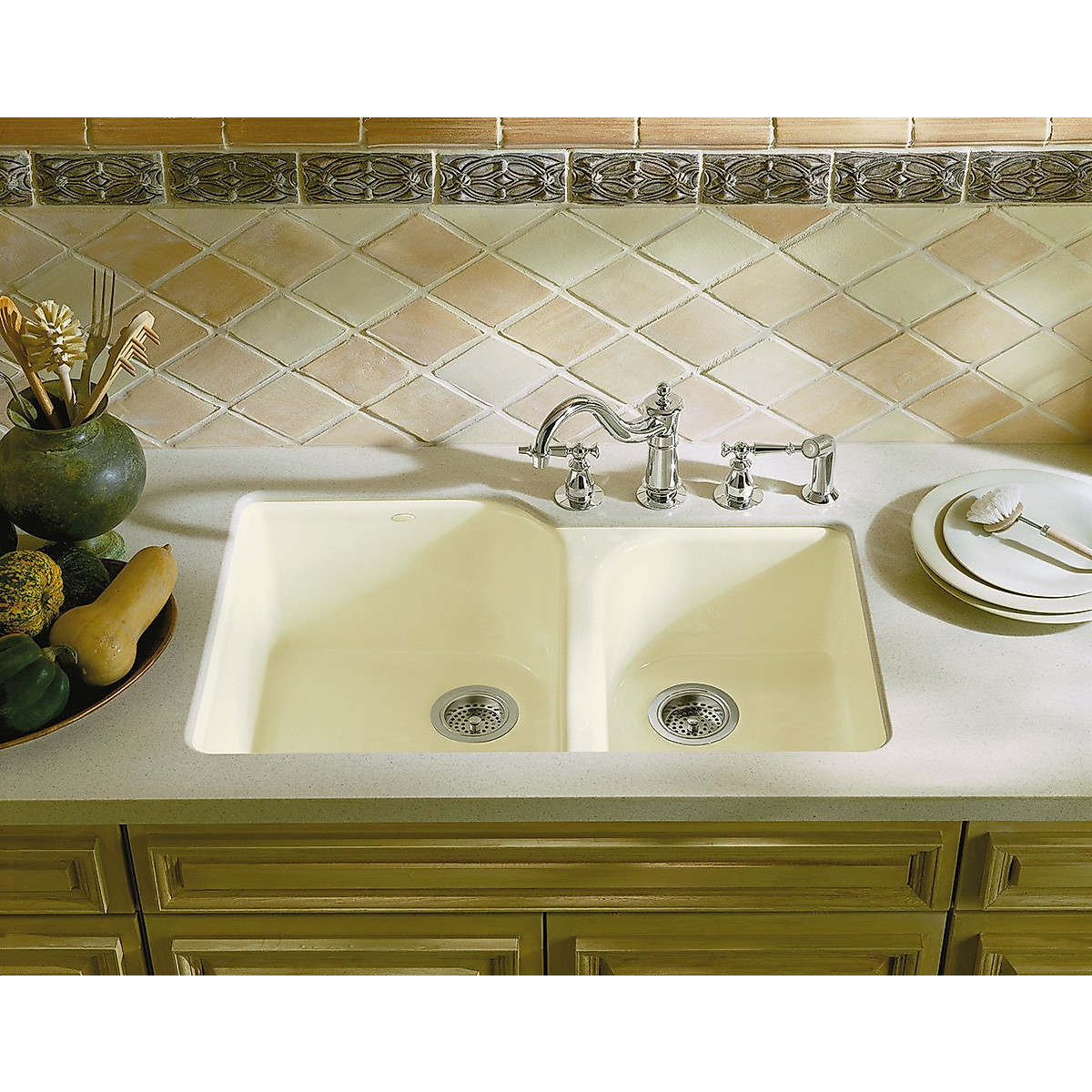 Kohler K-5931-4U-0 Executive Chef Undercounter Kitchen Sink, White