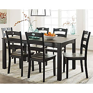 Signature Design by Ashley Froshburg Rustic 7 Piece Dining Set, Includes Table & 6 Chairs, Dark Brown