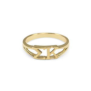 The Collegiate Standard Sigma Kappa 14k Gold Plated Sorority Ring with Greek letters (7.0)