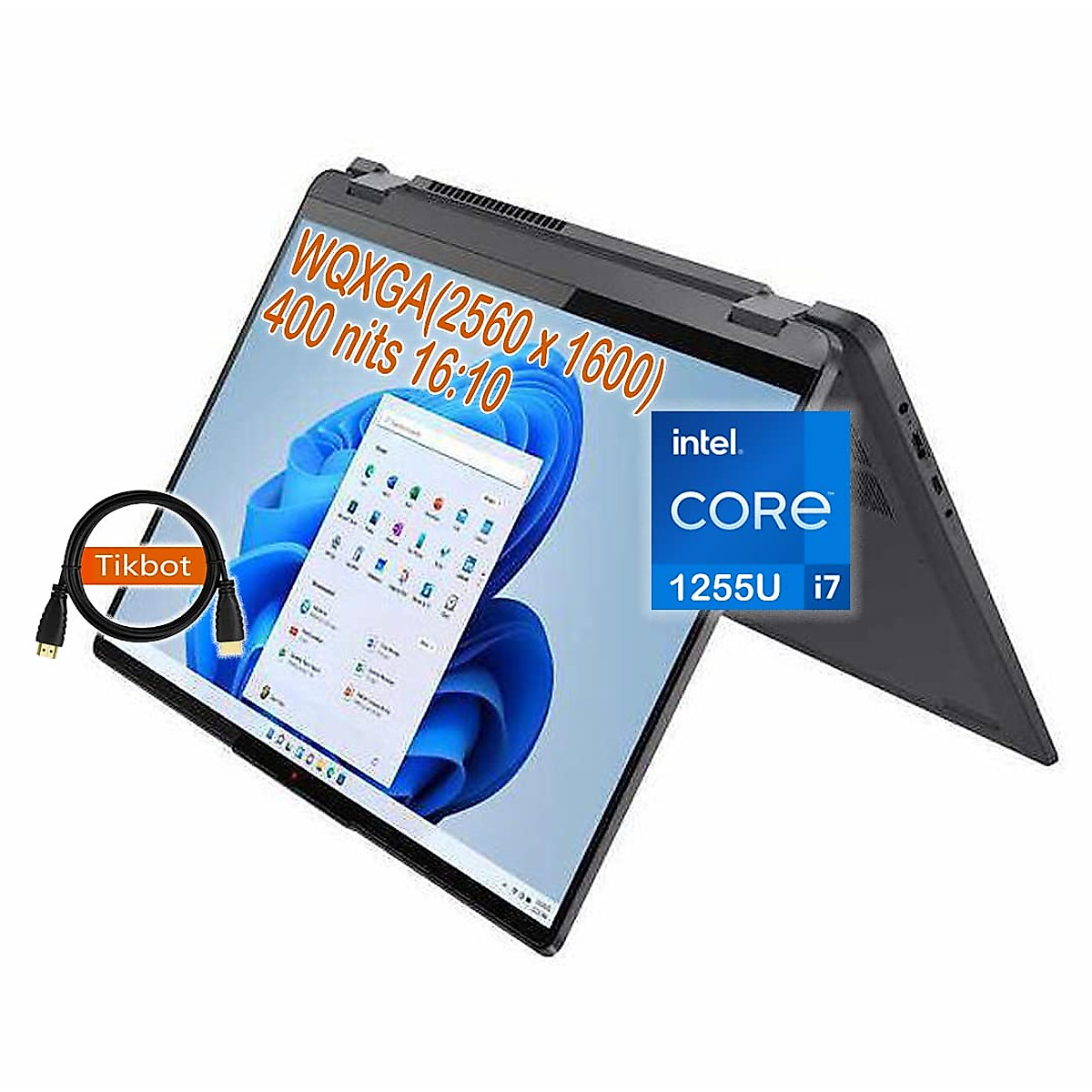 Lenovo Flex 5 16" 2-in-1 WQXGA (2560 x 1600) 16:10 Touchscreen Laptop, 10-Core i7-1255U, 400nits, 100% sRGB, Backlit KB, Wi-Fi 6, win11, Thunderbolt 4, w/HDMI (16GB RAM | 1TB PCIe SSD)