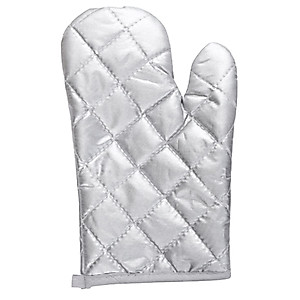 1 Pc Oven Mitts,Baking Gloves Anti-scalding Oven Gloves Thickened Breathable Heat Insulation Non-Slip Kitchen Mittens for Cooking Baking Barbecue BBQ Microwave Silver 10.04" x 5.51"