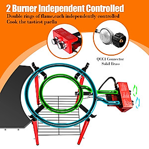 GRILL FORCE Paella Pan Set,Paella Burner and Stand Set,Paella Pan and Burner Set,Paellera,20Inch Enameled Steel Paella Pan Paella Kit with Carry Bag,Built-In Ignitor Regulator Hose,14 Servings
