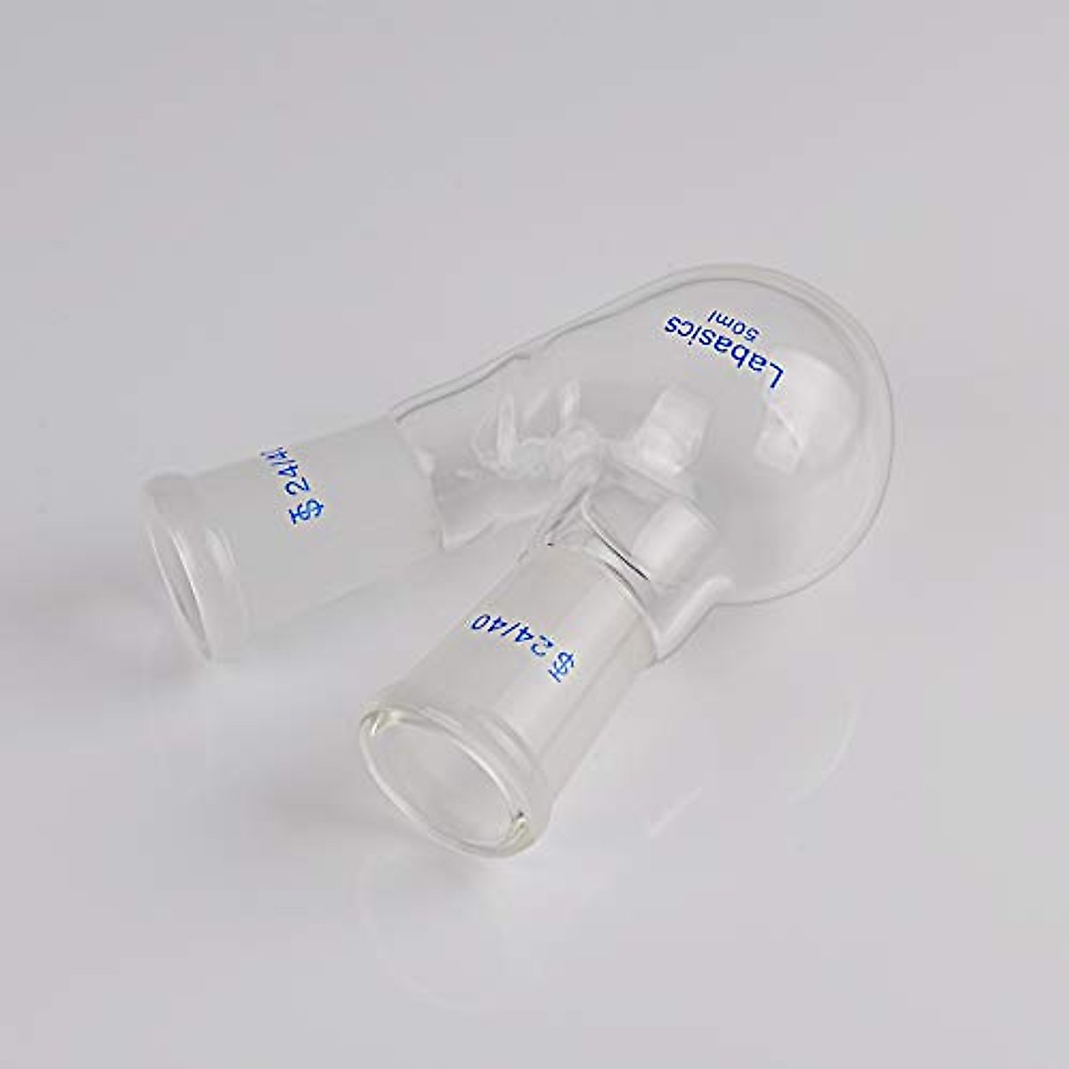Labasics Glass 50ml 2 Neck Round Bottom Flask RBF, with 24/40 Center and Side Standard Taper Outer Joint, 50ml