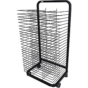 Ewatchaccessories Art Drying Rack, 25-Tier Mobile Drying Rack with Wire Rack for Artwork, Black Powder Coated Finish, Protects Artwork While Drying, Ideal for Schools and Art Clubs,