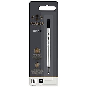 Parker QUINK Rollerball Pen Ink Refill, Medium, Black
