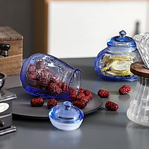 G Glass Cookie and Candy Jars With Airtight Lids For Food Storage, Household (Blue, MD 4.3 in *H 7.2 in)