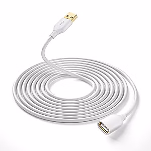 Besgoods USB Extension Cable, 16Ft/5M USB 2.0 Type A Male to A Female Extension Cord USB Cable Extender with Gold-Plated Connectors for Hard Drive,WiFi,Keyboard,Mouse,Printer-White