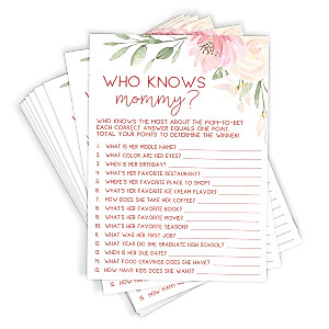 Printed Party Baby Shower Games for Girl – 5 Games & Activities, Baby in Bloom Floral Theme, 50 Guests