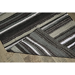 Grey Cotton Striped Door mat Rug Indoor - 2x3' Entrance Entryway Rug Non Slip Kitchen Bath Mat Home Décor, (24 x 36)