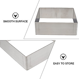 KESYOO Mousse Pan Cake Ring Square Mousse Ring 8- Inch Square Non- Stick Seamless Stainless Steel Cake Cake Baking Supplies Baking Rings Cake Rings Square