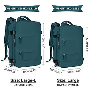 coowoz Large Travel Backpack For Women Men,Carry On Backpack,Hiking Backpack Waterproof Outdoor Sports Rucksack Casual Daypack Travel Essentials(Peacock Blue)