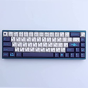 JOMKIZ PBT Keycaps, 134 Keys Blue Moon Dye Sublimation Cherry Profile Keycaps with 7U Spacebar Japanese Keycap Set for MX Switches Mechanical Keyboards