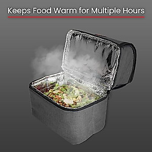 Lava Lunch Patented Heated Lunch Box | Insulated Bag with Microwaveable Heat Packs | 3 Liter Capacity for Meals | Keeps Food Warm for Up To 5 Hours | Gift for Men, Women, & Kids - Dark Grey