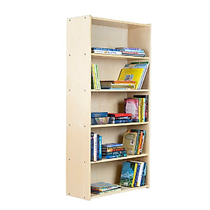 RRI Goods Classic Birch Book Shelf, Wooden Wall Organizer for Books, Toys, Office, and Kids Supplies, Natural (5 Tier - 60")