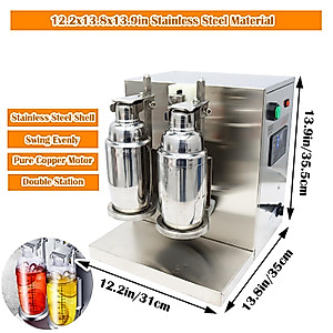 INTBUYING Automatic Milk Tea Shaking Machine Double Stations Bubble Boba Milk Tea Shaker Stainless Steel Electric Milking Tea Mixing Blender with 4 Mugs for Bubble Tea Beverages Coffee