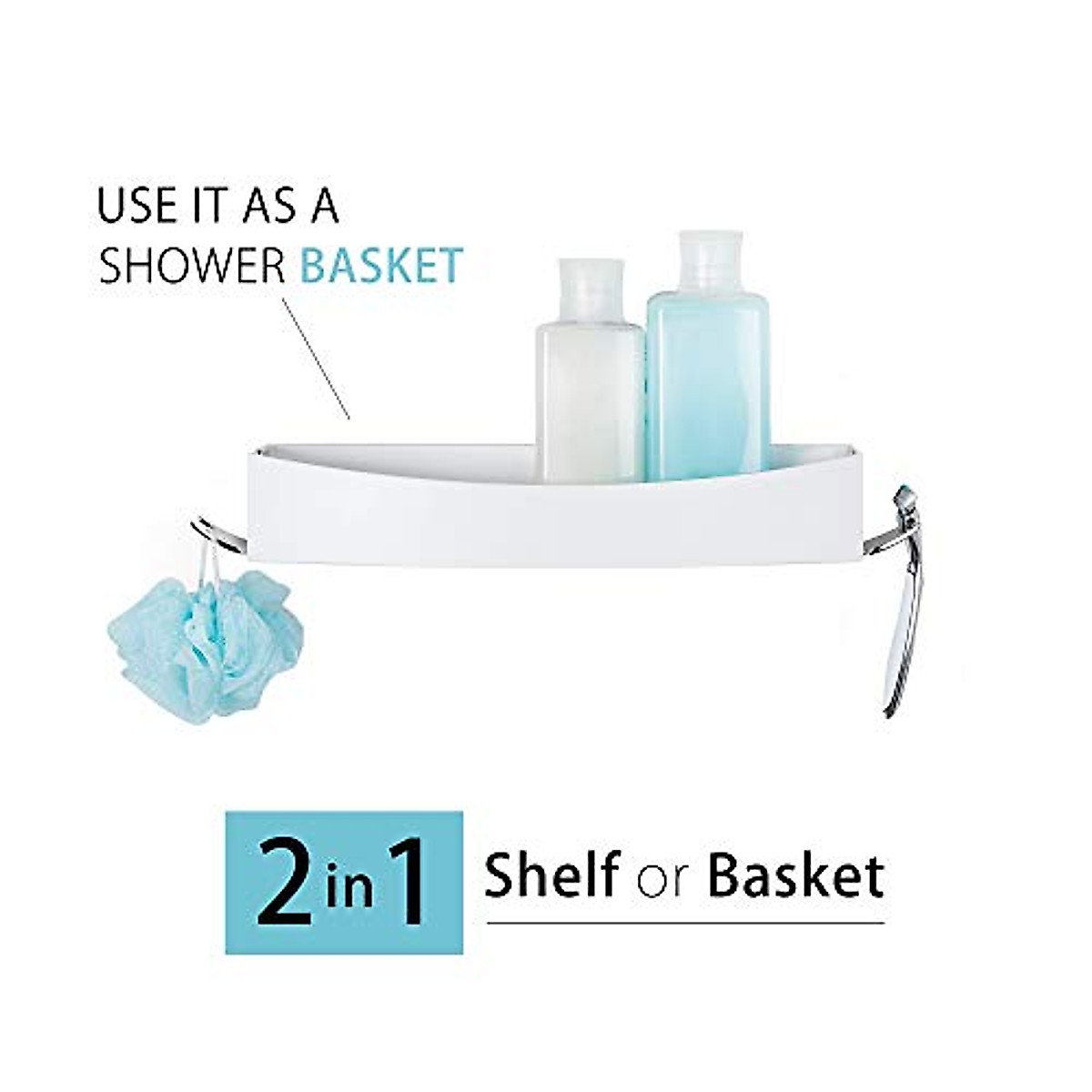 Better Living Products Clever Shower Shelf, White/Chrome