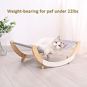 LCRUNONE Cat Hammock, Pet Bed, Solid Wood Fancy Swing Chair, 2 in 1 Chair and Hammocks, Cat Furniture Gift for Your Small to Medium Size Cat and Dog