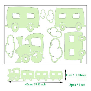 Train Decor,Glow in The Dark Stickers, Nursery Wall Sticker, 2 Pack Trains Wall Stickers for Kids Bedroom Decor