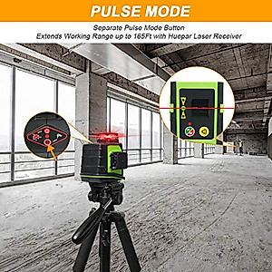 Huepar 3D Self-Leveling Laser Level 3x360 Red Cross Line 100Ft Three-Plane Leveling and Alignment Laser Level Tool -Two 360° Vertical and One 360° Horizontal Line -Magnetic Pivoting Base GF360R