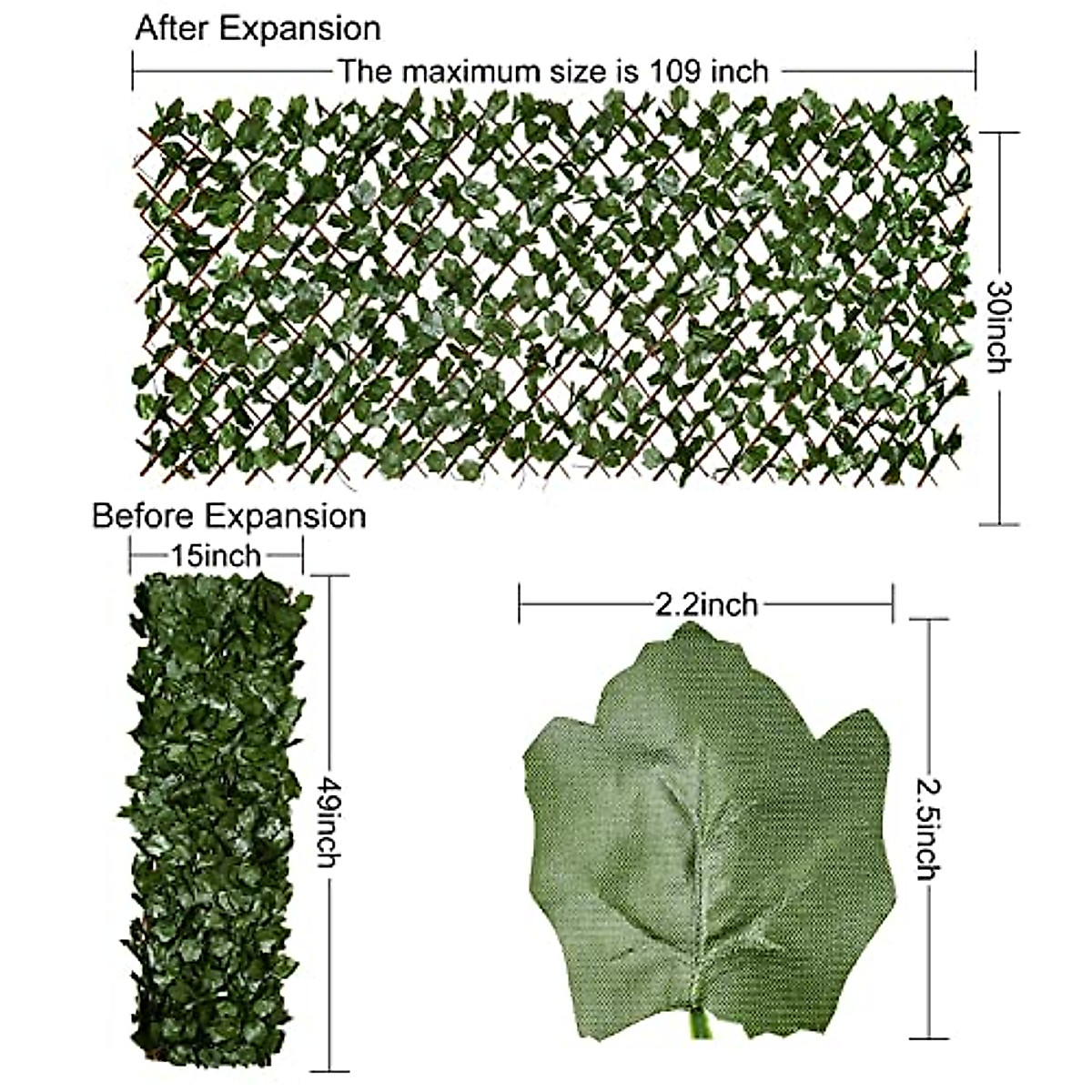 DearHouse Fence Privacy Screen for Balcony Patio Outdoor,Decorative Faux Ivy Fencing Panel,Artificial Hedges (Single Sided Leaves)
