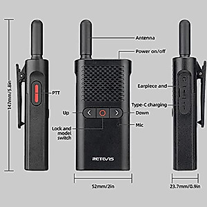 Retevis RB28B Walkie Talkies for Adults,Two Way Radios Long Range Rechargeable,1500mAh Battery,USB Charging,Mini 2 Way Radio Handheld for Easter Gifts Hiking Outdoor Camping Trip Hunting(4 Pack)