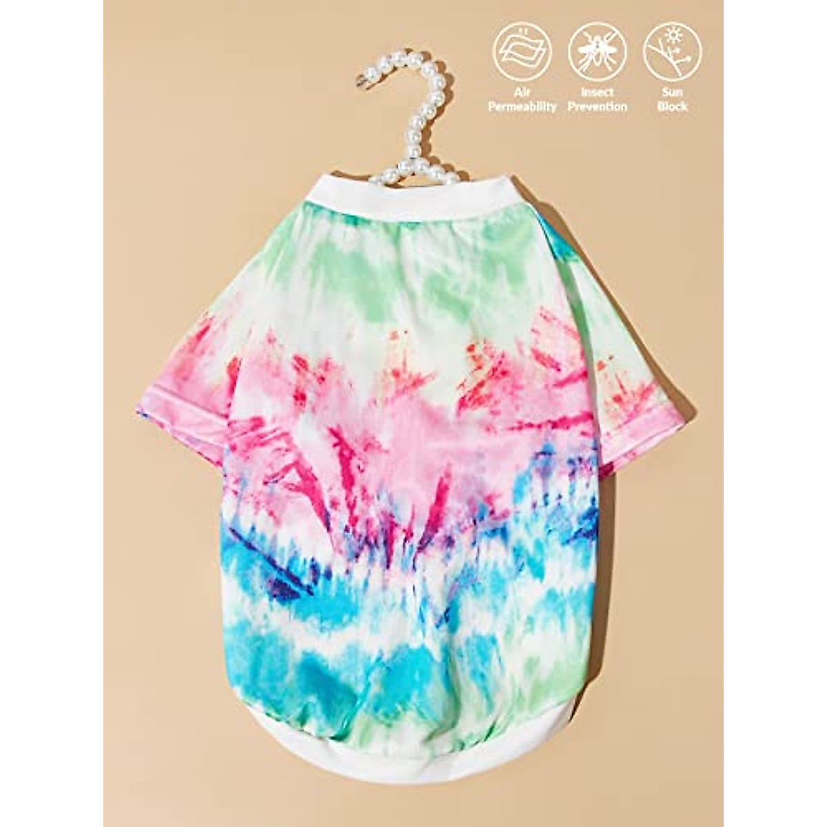 QWINEE Tie Dye Dog T Shirt Vest Dog Apparel Cat Clothes for Puppy Kitten Small Medium Large Dogs Multicolor Large