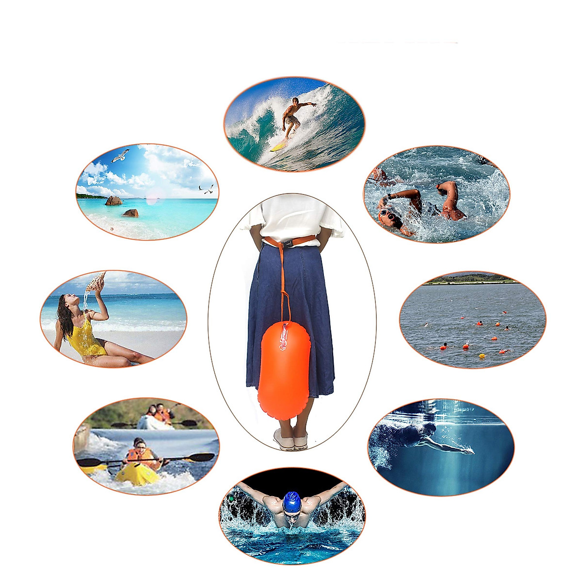 Swim Buoy for Open Water Swimmers Triathletes Kayakers Snorkelers, Swim Float for Open Water Swim Buoy Float for Swim Safety Swim Training