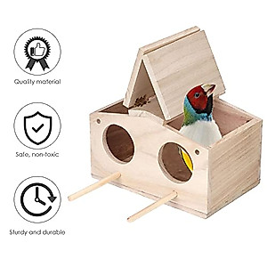 Wooden Pet Bird Nests, Parakeet Nest Box, Parrot Breeding Mating Box for Lovebirds Cockatiel Budgie Finch Parrotlets