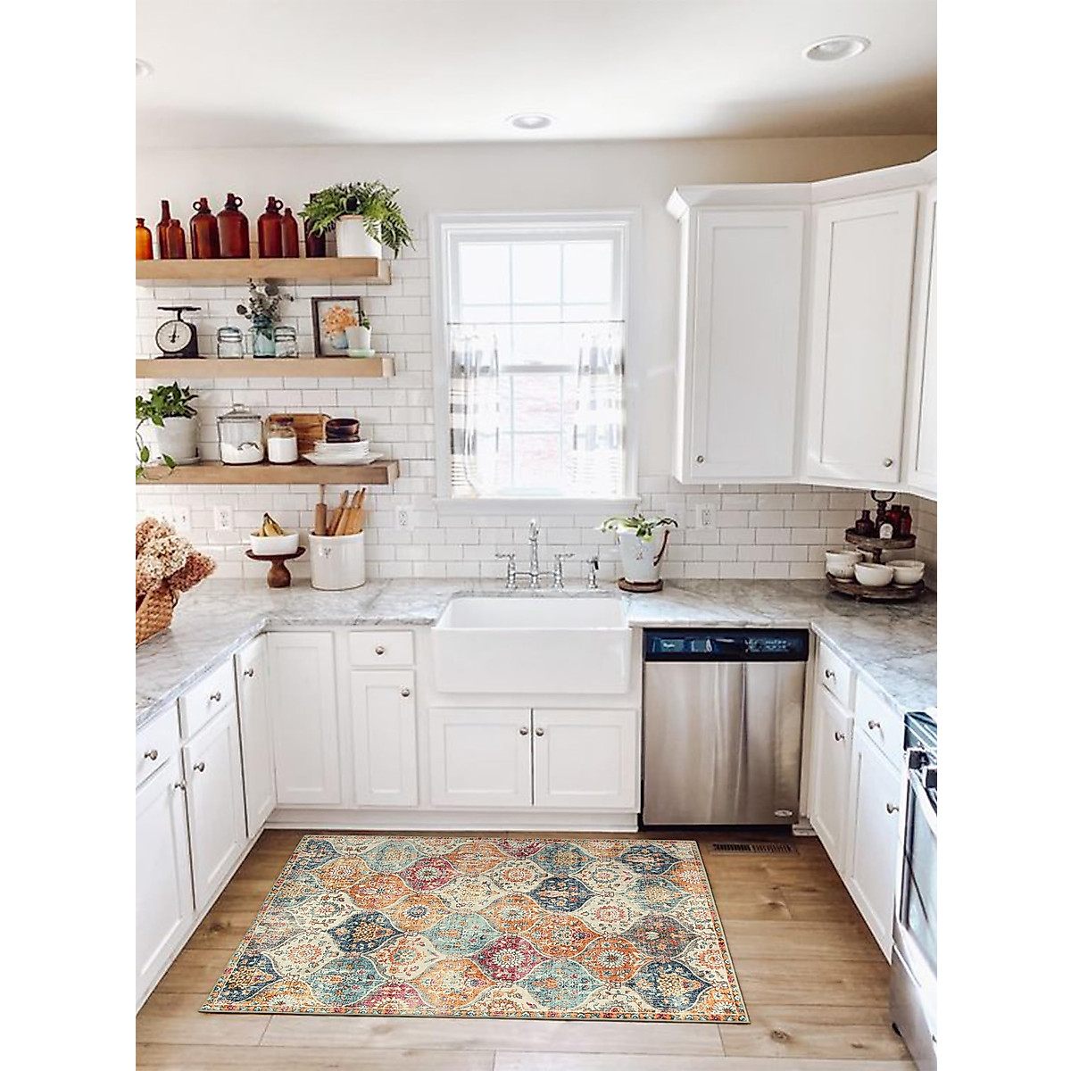 Lahome Moroccan Trellis Area Rug, 2x3 Entry Rug Non-Slip Washable Indoor Door Mat, Small Oriental Accent Throw Rug for Bedroom Kitchen Entryway Bathroom (Cream, 2x3ft)