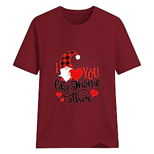 Cute Chic Love Heart Valentine's Day Tops Causal Loose Fit T Shirts O-Neck Short Sleeves Letters Graphic Blouse