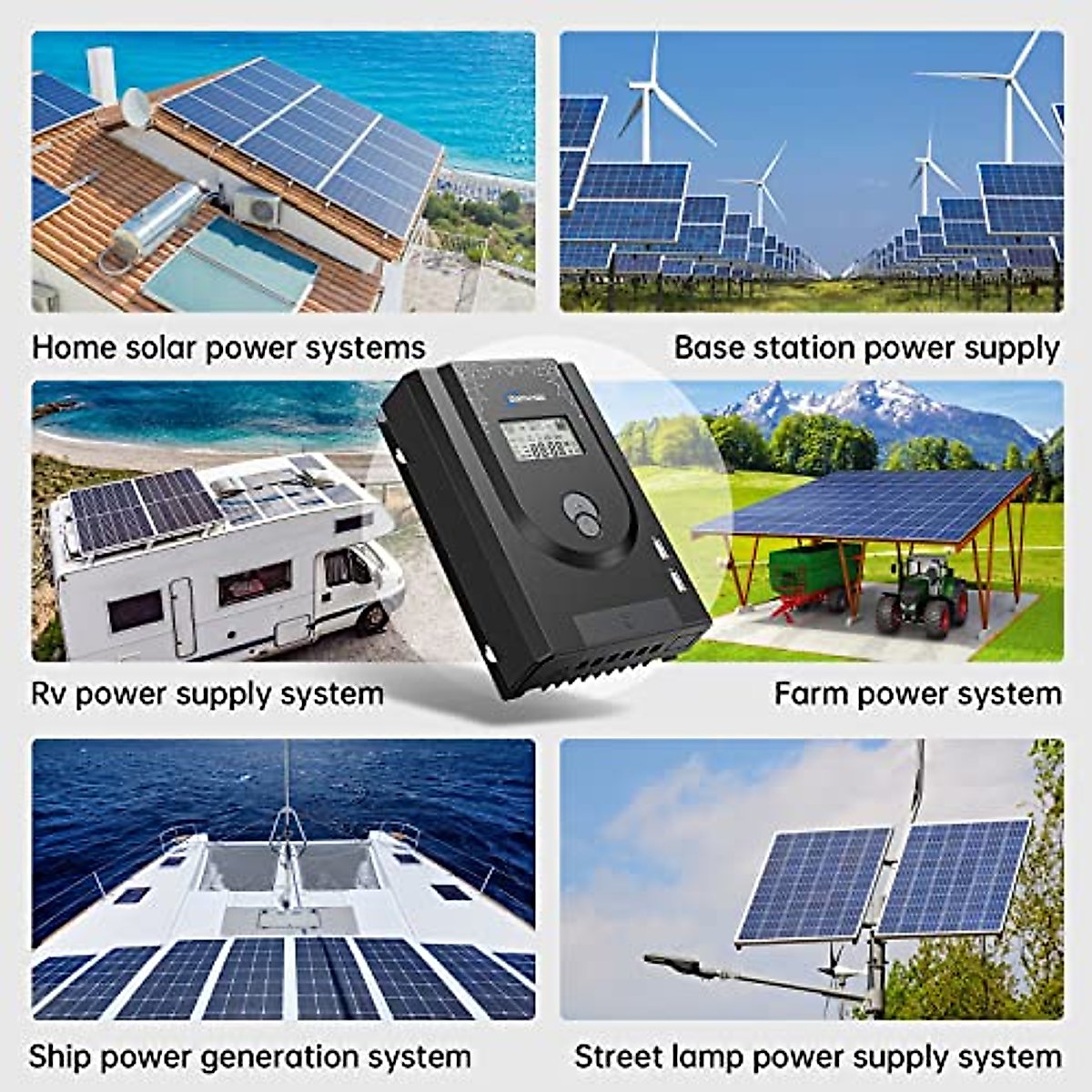 Sunthysis MPPT Solar Charge Controller, 20A 12V/24V Auto, Max Input 100V 260W/520W, LCD Display, APP Monitoring Setting, Solar Panel Regulator for AGM Gel Sealed Flooded, Lithium Battery (Bluetooth)