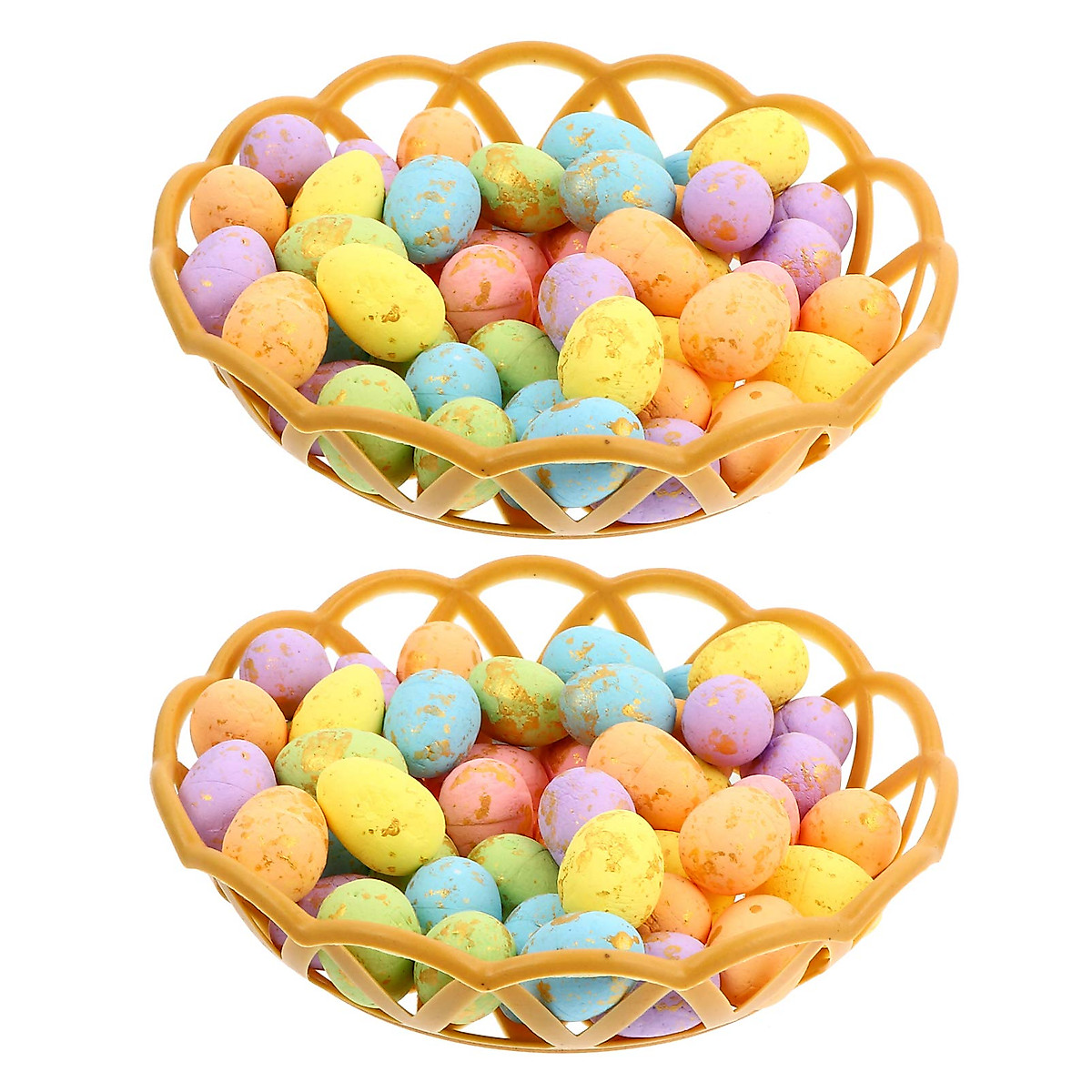 NUOBESTY 100pcs Easter Eggs Ornament Mini Foam Egg with Basket for Crafts and Spring Easter Party Decorations