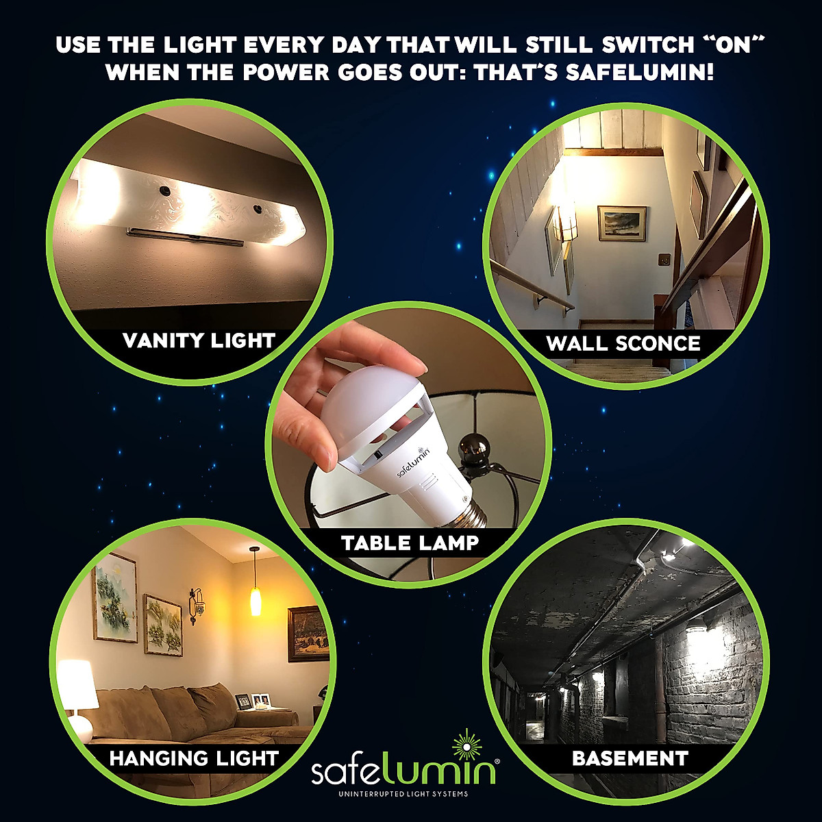 safelumin SA19-800G27 2PK Emergency Rechargeable Light Bulbs for Home Power Failure, Works as Normal LED Light Bulb & 3Hrs Battery Backup, 100-240V CE+CB 800lm 2700K Soft White E27 (2 Pack)